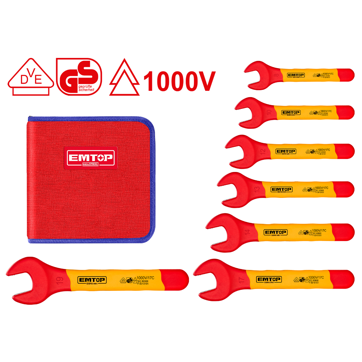 Emtop EKISPA0701 7pcs Insulated Open End Spanners Set | Ratchets ...